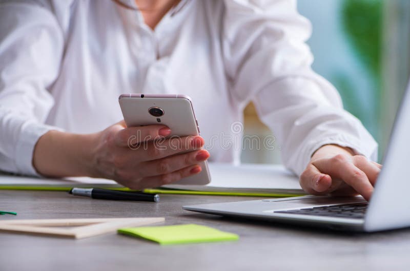 Woman Hands Working on Computer at Desk Stock Photo - Image of copy ...