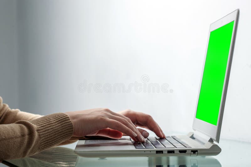 Woman Hand Working on a Notebook Using Touchpad Stock Photo - Image of ...