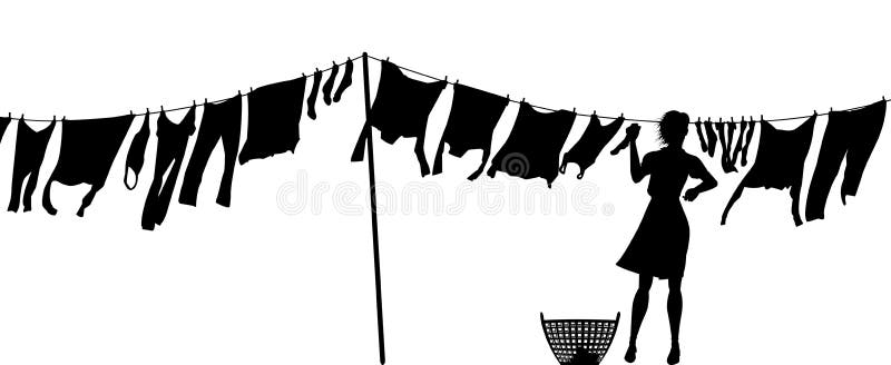 Woman hanging washing stock vector. Illustration of backyard - 19763845