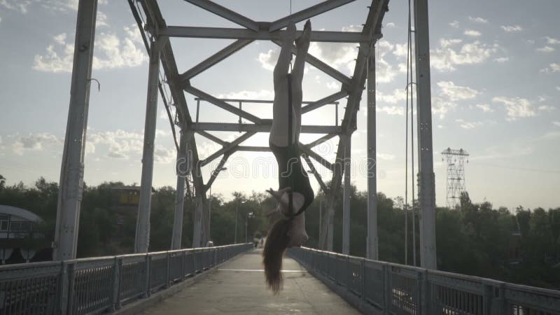 Upside Down Split while Hanging on the Strings, Aerial Silks ...
