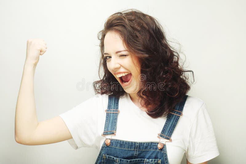 Woman Happy Ecstatic Celebrating Being a Winner. Stock Photo - Image of ...