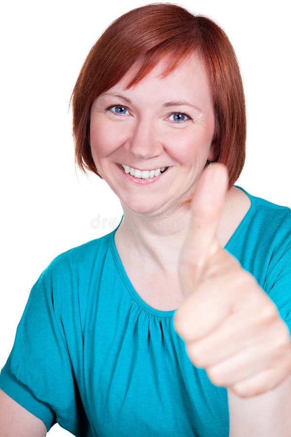 Happy Woman Giving Thumbs Up Stock Photo - Image of background ...
