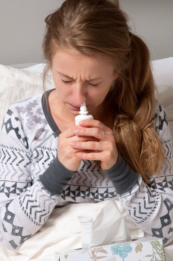 Woman Has Cold, Flu and High Fever. Stock Photo - Image of infection ...
