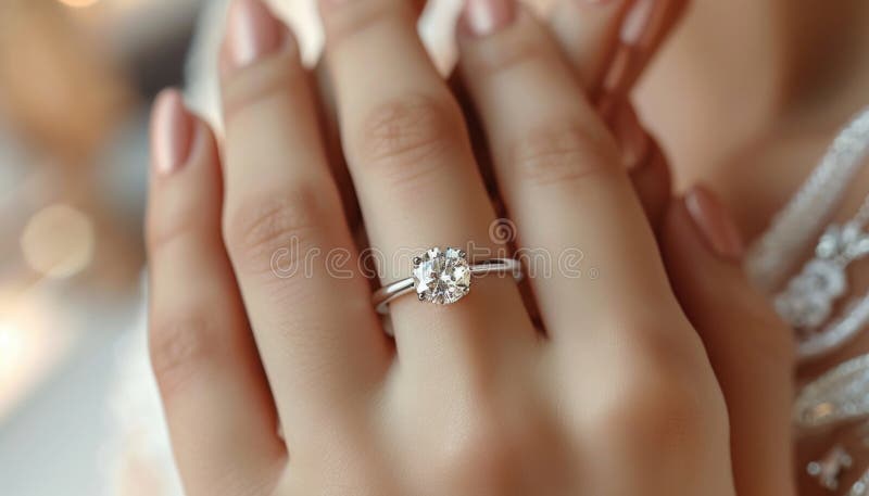 The Woman Has an Engagement Ring on Her Left Hand, a Symbol of ...