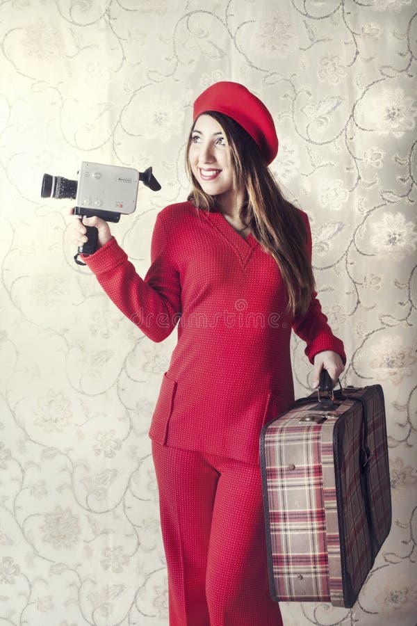 Woman Has Fun Filming with the Camera Stock Image - Image of look, 1940 ...