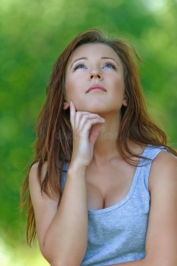 Woman Has Reflected on Life Stock Photo - Image of alone, outdoors ...