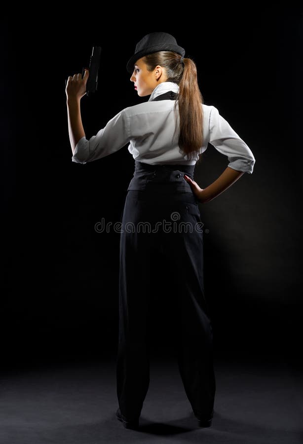 Woman Holding Gun Back View Stock Photos - Free & Royalty-Free Stock ...