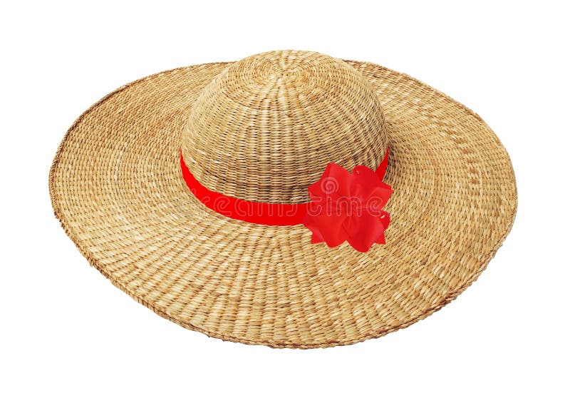 Woman Hat with Red Ribbon and Bow Isolated on White Stock Photo - Image ...