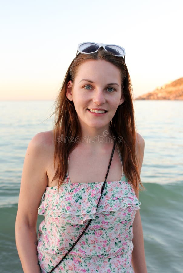 Woman Havin Fun in the Water at the Beach Stock Photo - Image of blue ...