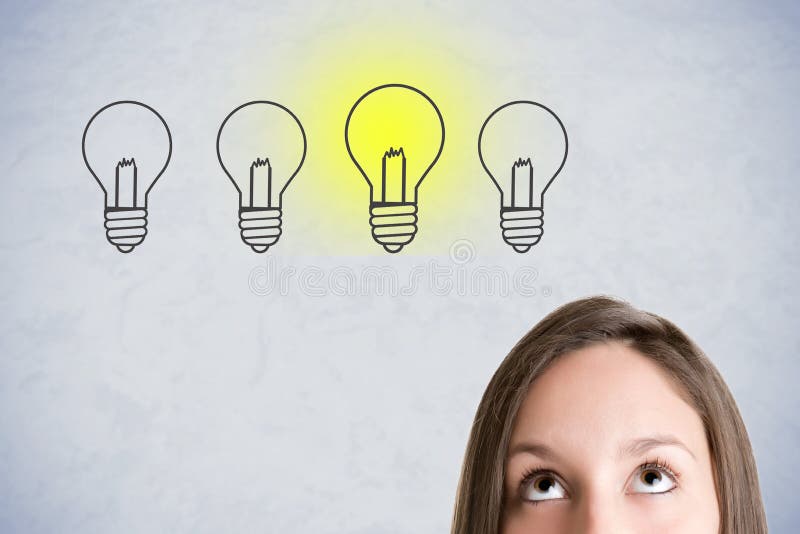 Woman Having a Bright Idea stock photo. Image of light - 72676422