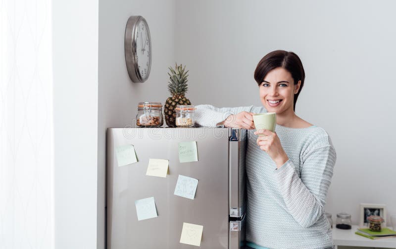 Woman Having a Coffee Break at Home Stock Photo - Image of housewife ...