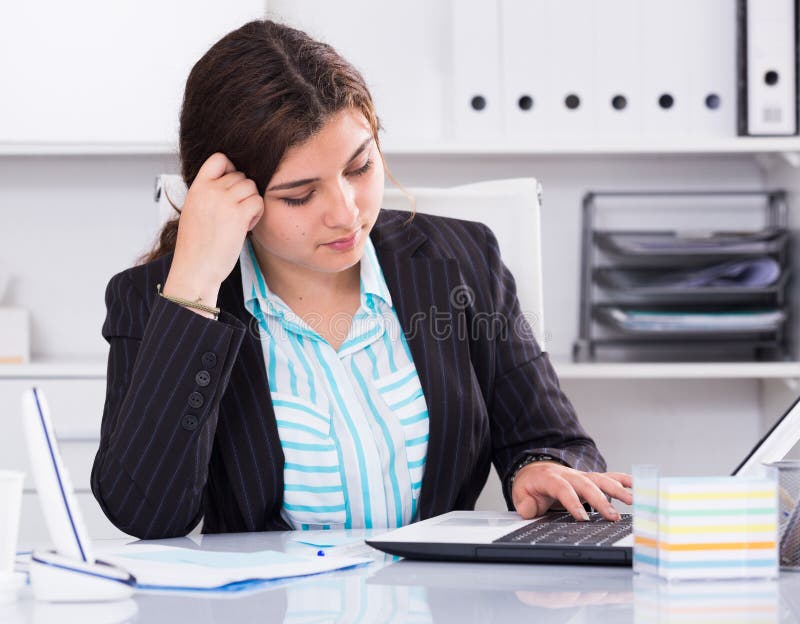 Woman is Having Complicated Issue with Project Stock Image - Image of ...