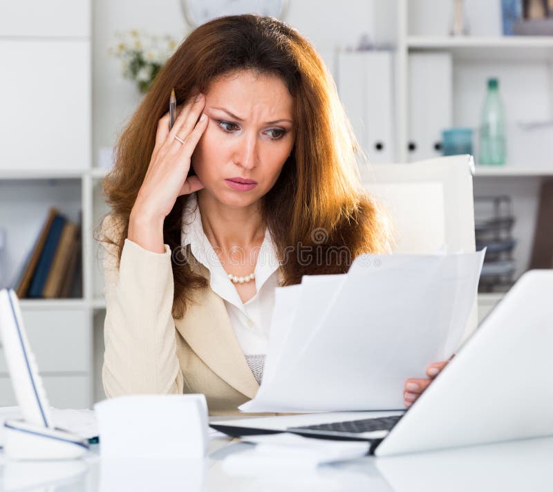 Woman is Having Complicated Issue with Project Stock Image - Image of ...