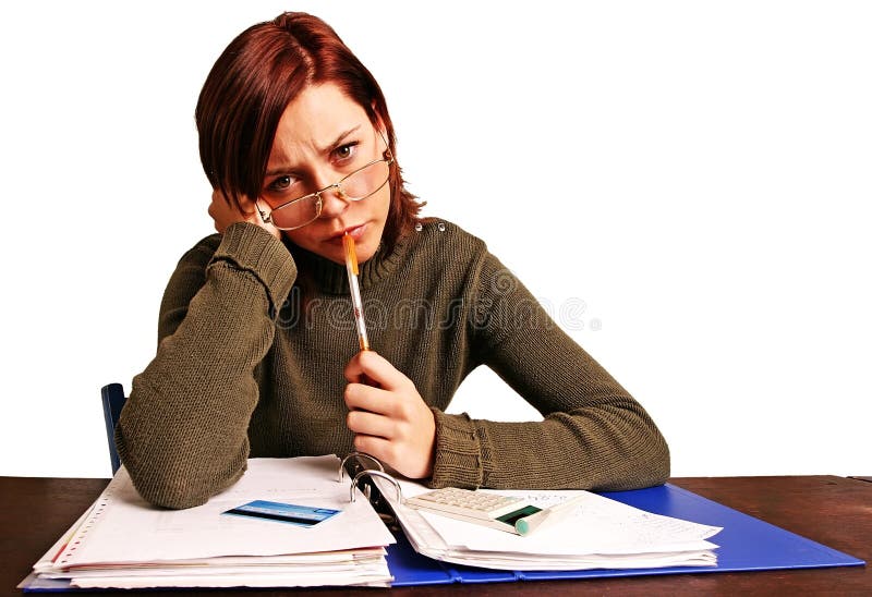 Woman Having Financial Problems Stock Image - Image of girl, glasses ...