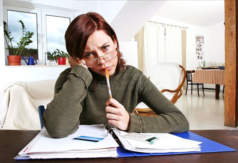 Woman Having Financial Problems Stock Photo - Image of girl, card: 1331412