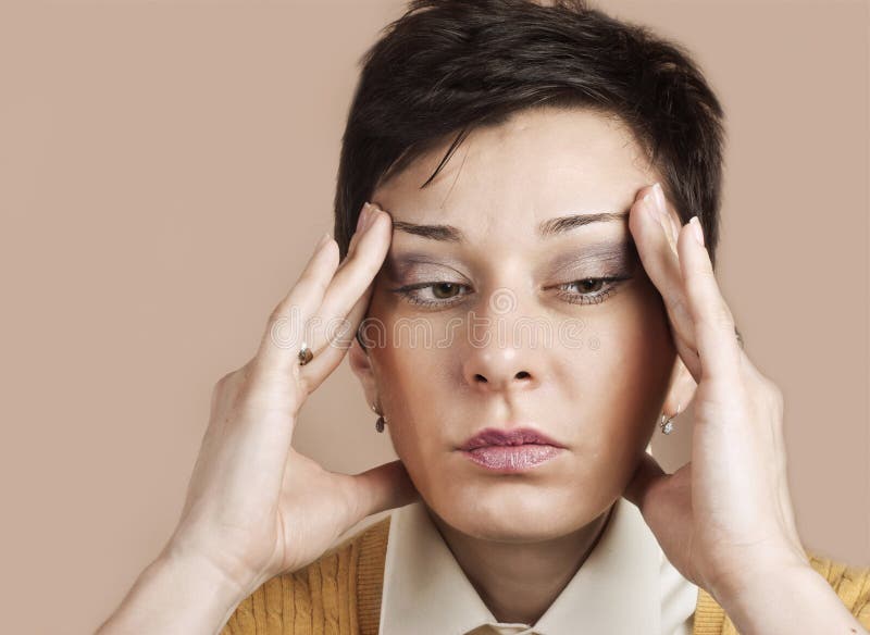 Woman having head ache stock image. Image of stress, physical - 22993501