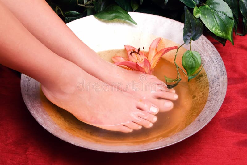 Woman Having Her Pedicured Feet Bathing Stock Image - Image of pedicure ...