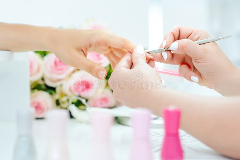 Woman having a manicure stock image. Image of hand, nails - 160468335