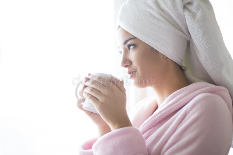 Woman Having a Morning Coffee Stock Image - Image of candid, beauty ...