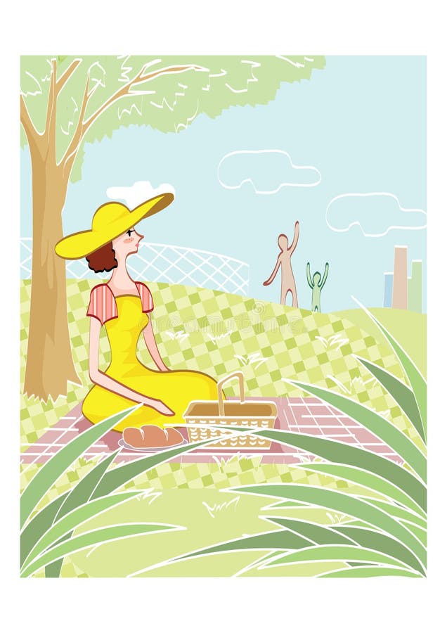 Woman Having Picnic. Vector Illustration Decorative Design Stock Vector ...