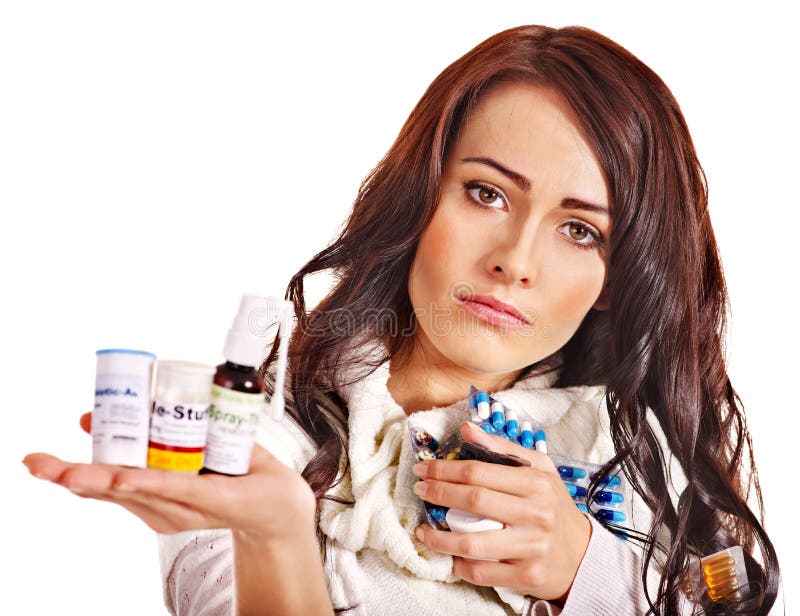 Woman Having Pills and Tablets. Stock Photo - Image of sickness, drug ...