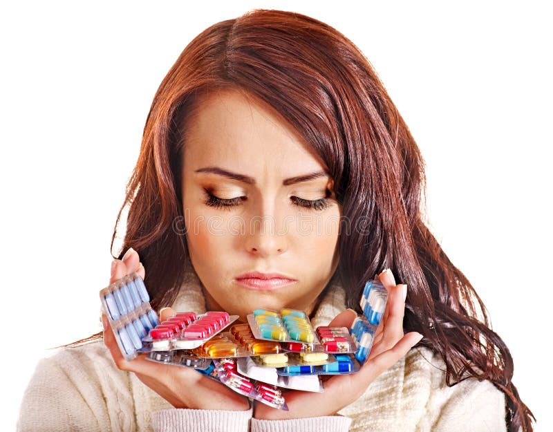 Woman Having Pills and Tablets. Stock Image - Image of sick, diseased ...