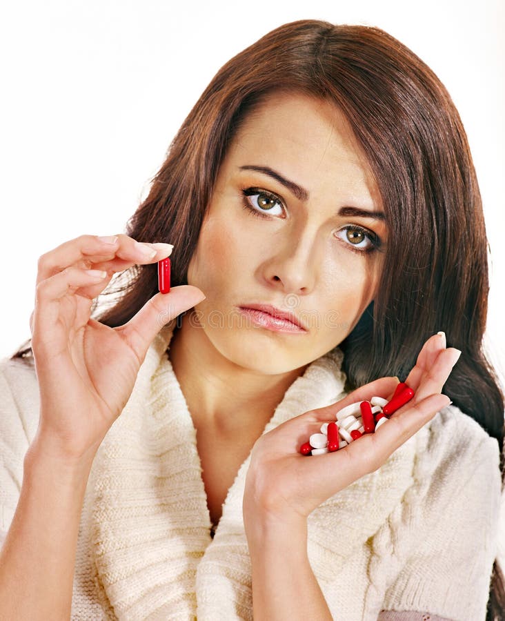 Woman Having Pills and Tablets. Stock Image - Image of female, people ...