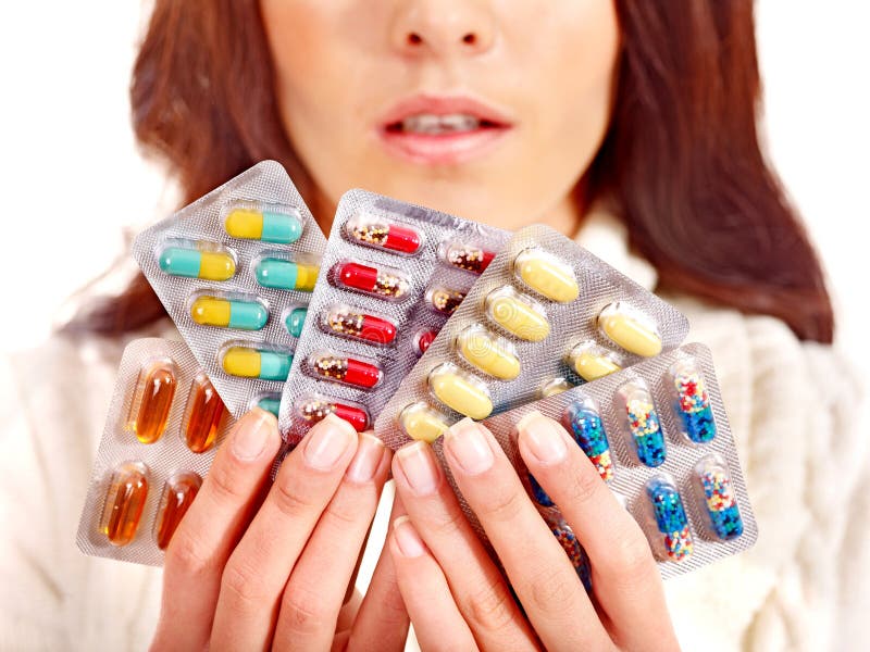 Woman Having Pills and Tablets. Stock Photo - Image of diseased ...
