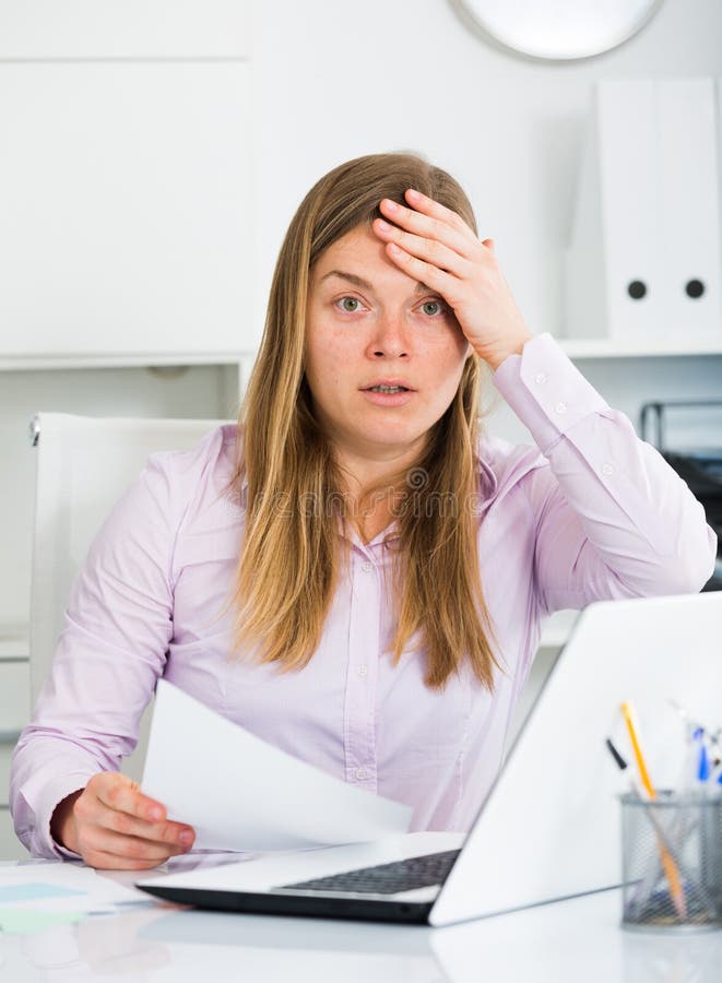 Woman Having Problem in Office Stock Photo - Image of ideas, active ...