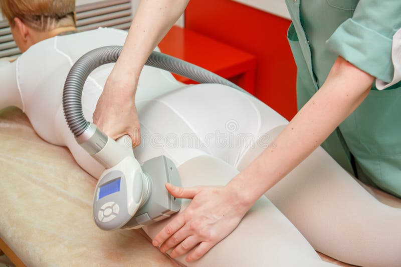 Woman Having Procedure Of Anti Cellulite Lpg Massage Cosmetology
