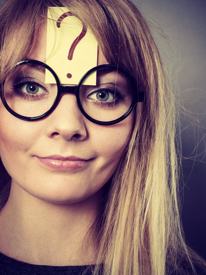 Woman Having Question Mark on Forehead Stock Image - Image of face ...