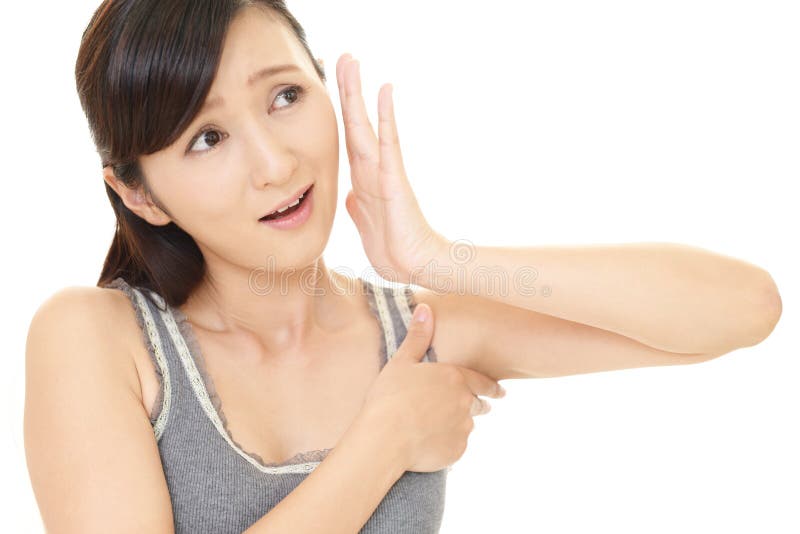 Woman Having Sweating Problem Stock Photo - Image of face, health: 92729826