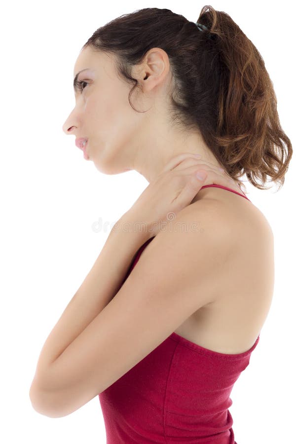 Woman Having Tense Shoulders and Neck Stock Image - Image of headache ...