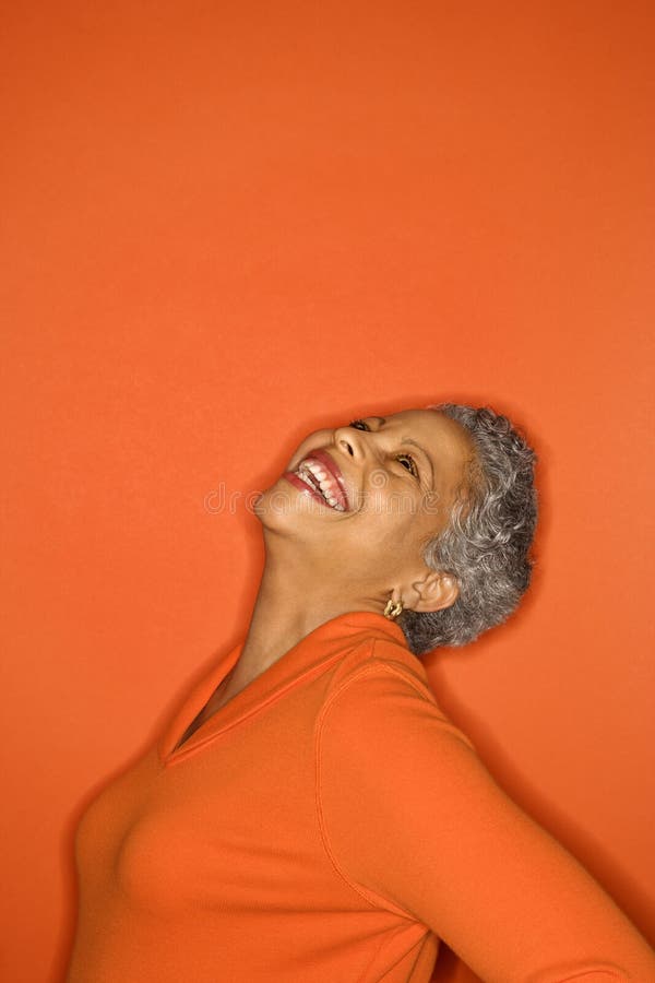 Woman with Head Back Smiling. Stock Photo - Image of colour, laughing ...