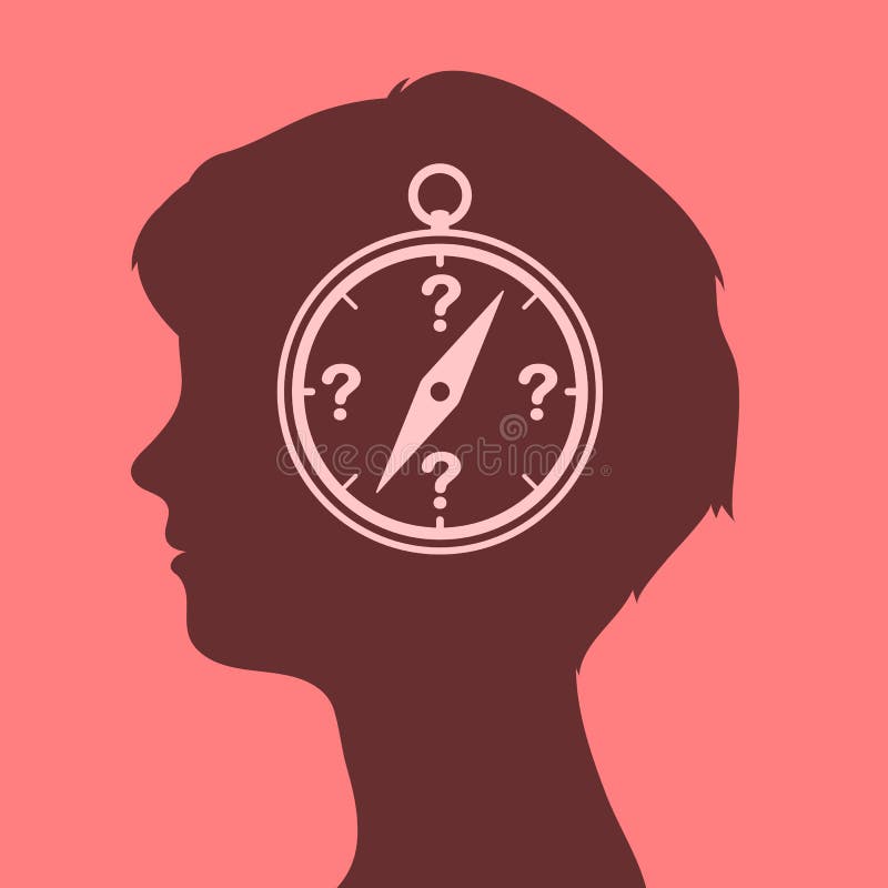 Woman Head with Compass Icon for Orientation Stock Vector ...