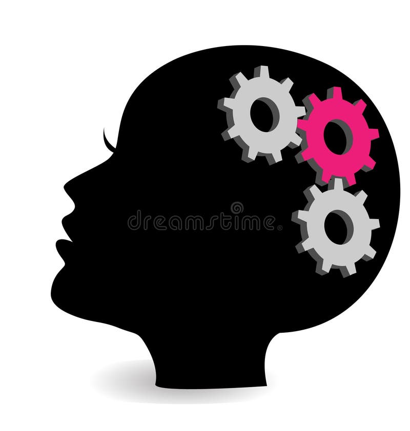 Woman Head with Gears and Cogs Vector Symbol Stock Vector ...