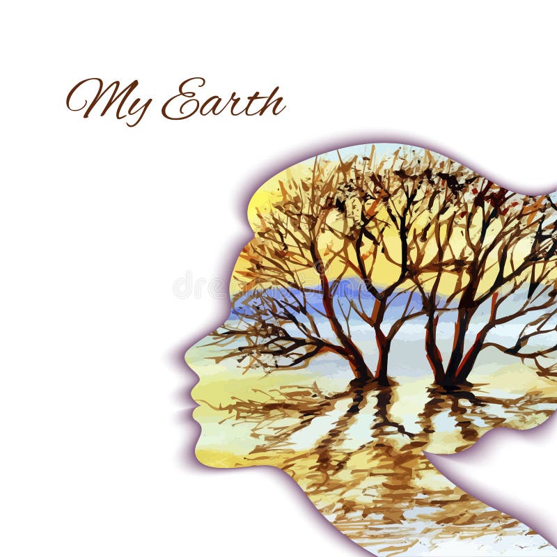 Woman Head Silhouette with Tree Stock Vector - Illustration of girl ...