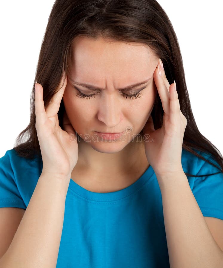 Woman with headache stock image. Image of head, people - 37905417