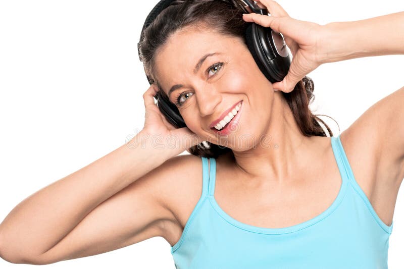 Woman with headphone stock photo. Image of sound, studio - 25781066