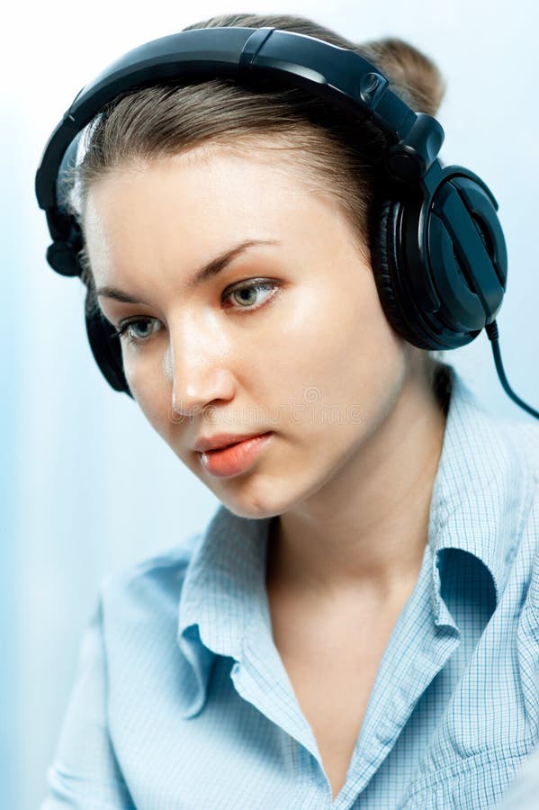 Woman with headphones stock image. Image of lifestyle - 12143445