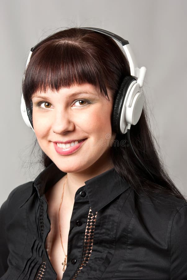 Woman with headphones stock photo. Image of white, young - 18917354
