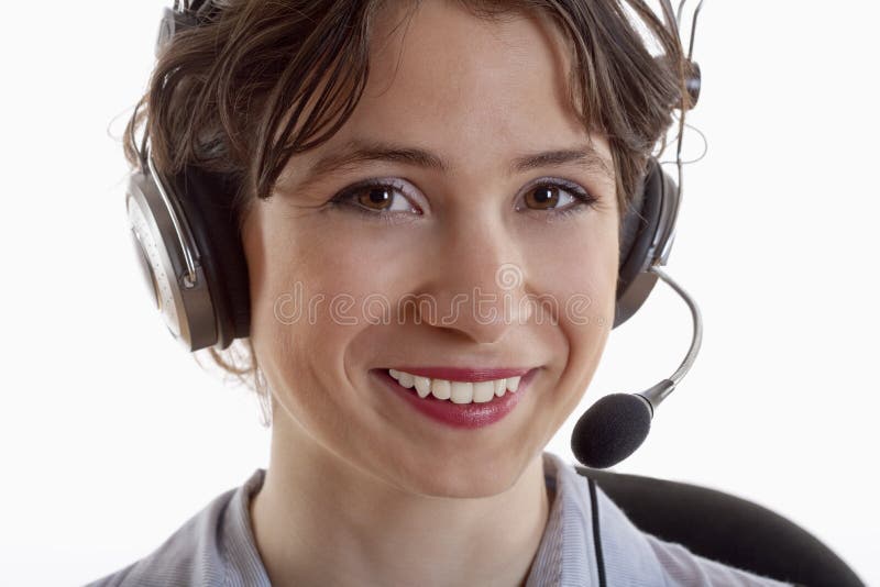 Woman with headset stock image. Image of headset, friendly - 10010617