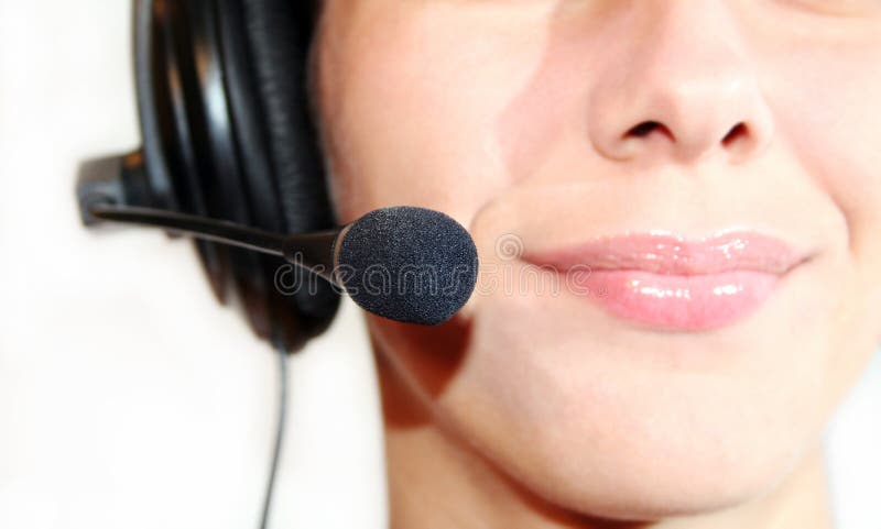 Woman with Headset stock photo. Image of customer, microphone - 1076512