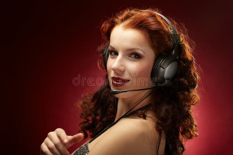 Woman with a headset stock photo. Image of mouth, helpline - 13454382