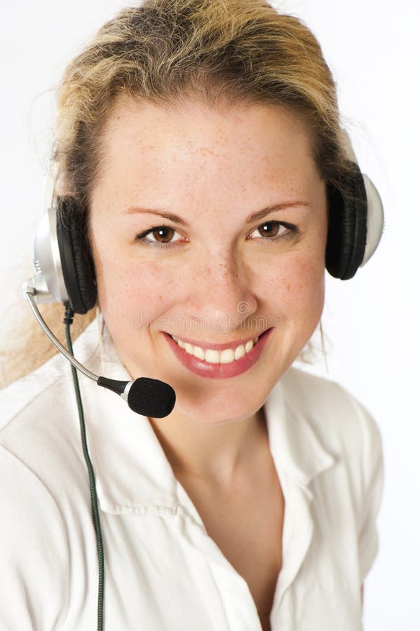 Woman with headset stock image. Image of caucasian, curls - 26256059