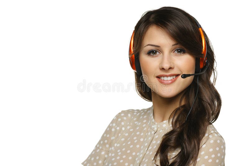 Happy woman in headset stock photo. Image of girl, operator - 16151768