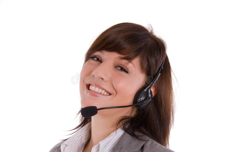 Woman with headset stock image. Image of hair, happy, telephon - 4976271