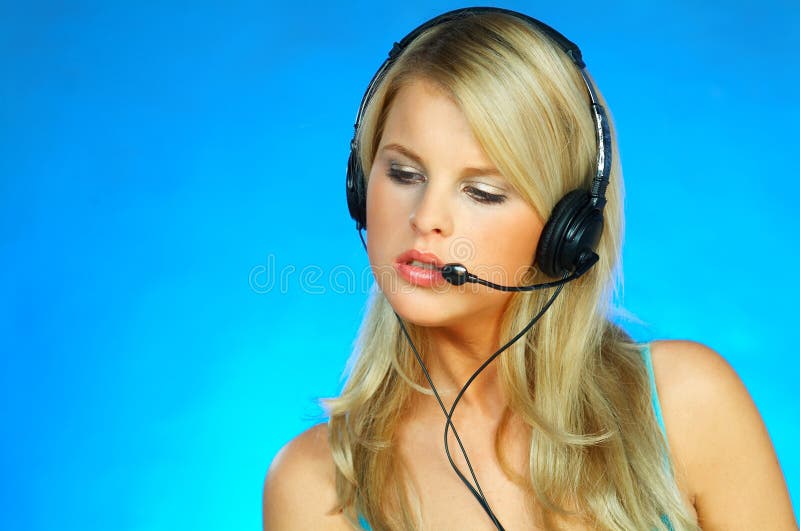 Woman with a Headset stock photo. Image of earpiece, actress - 511806