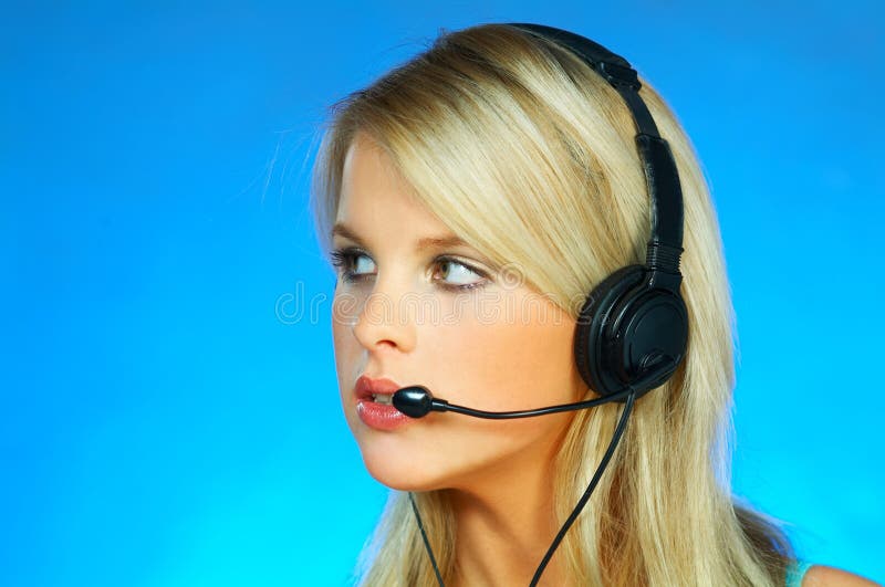 Woman with a Headset stock photo. Image of help, microphone - 500670