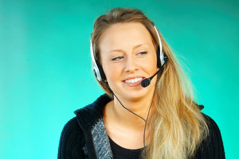 Woman with a Headset stock photo. Image of isolated, girls - 513680